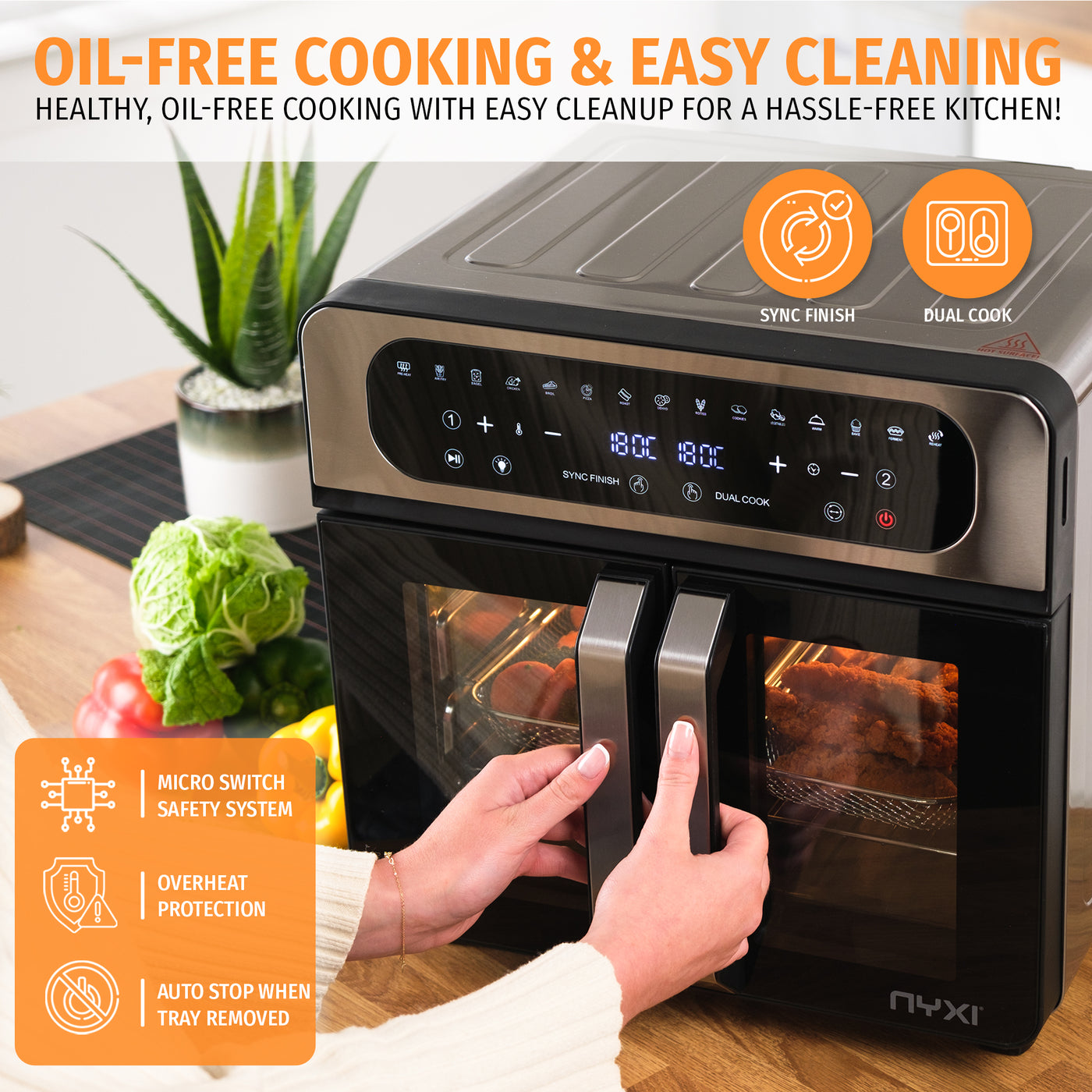 Nyxi Air Fryer Oven 20L with Dual French Glass Doors Digital Control 1 ...